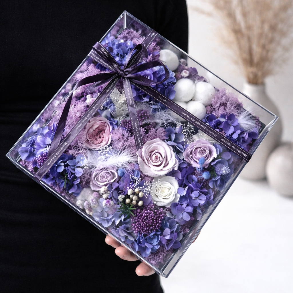 Premium Square Flower Box - Purple Milky Way – Flowers Of The Flock