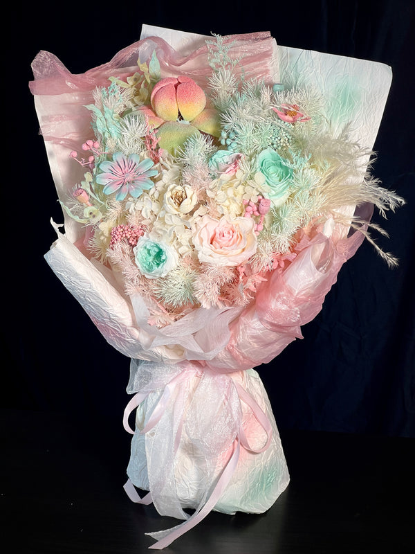Deluxe Large Flower Bouquet - Strawberry Mint Macarons – Flowers Of The ...